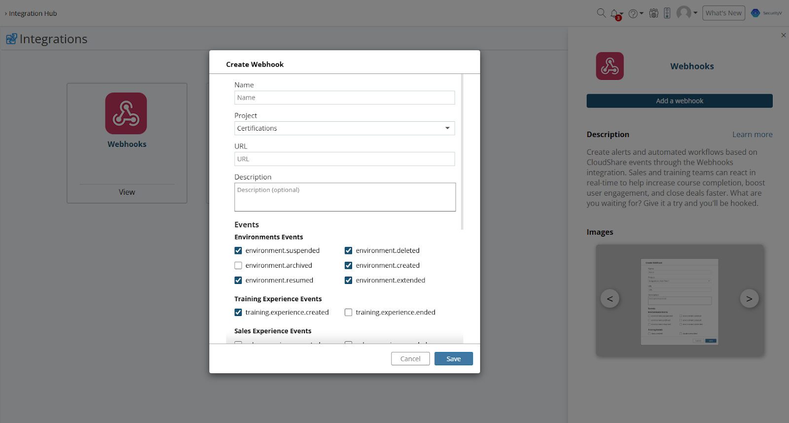 Creating And Managing Webhooks Cloudshare Help Center