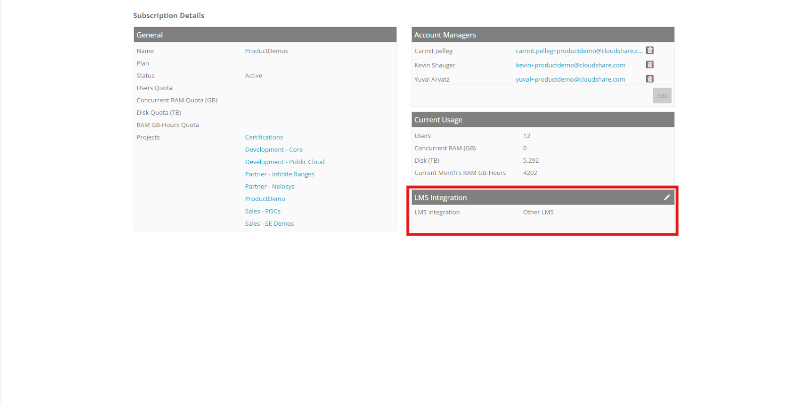 Setting the Subscription-Level LMS Integration – CloudShare Help Center