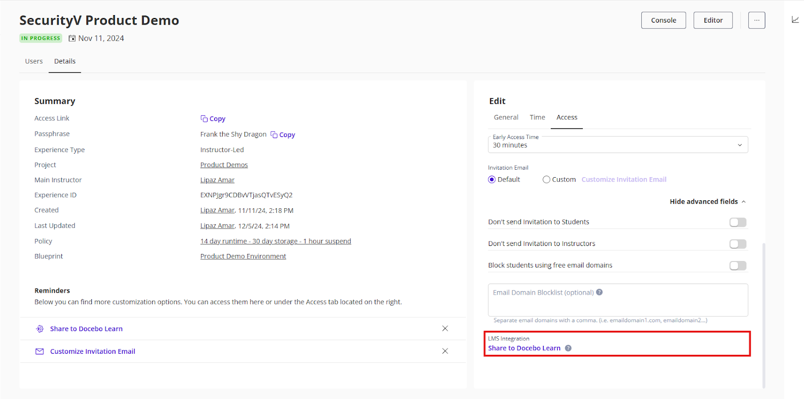 Setting the Subscription-Level LMS Integration – CloudShare Help Center