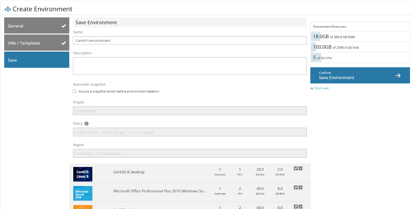 Creating a Custom Environment – CloudShare Help Center