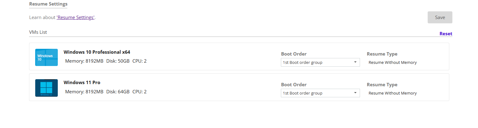 Resume Settings – CloudShare Help Center