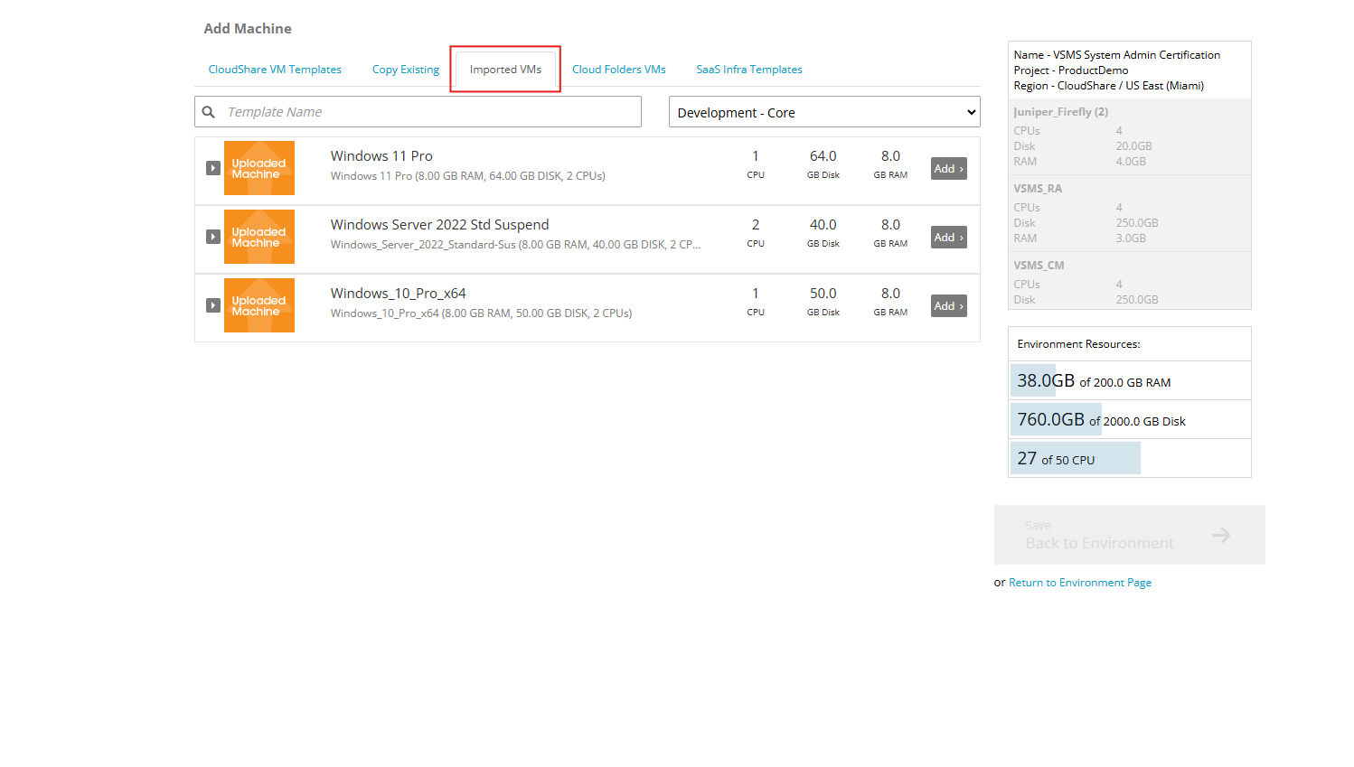 Importing VMs with the Wizard – CloudShare Help Center