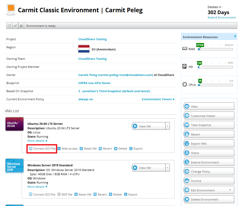Using an ISO Image – CloudShare Help Center