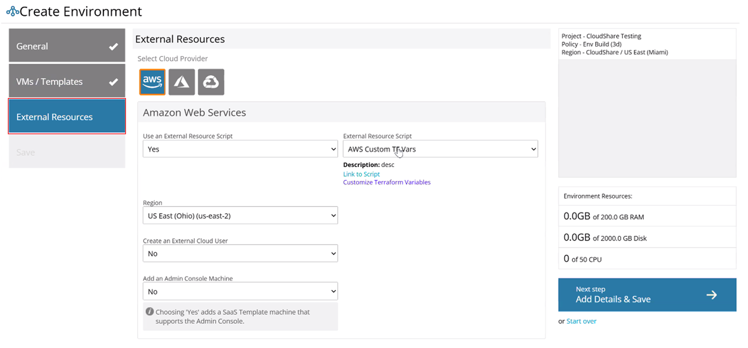 [Beta] Customizing Terraform Script Variables – CloudShare Help Center